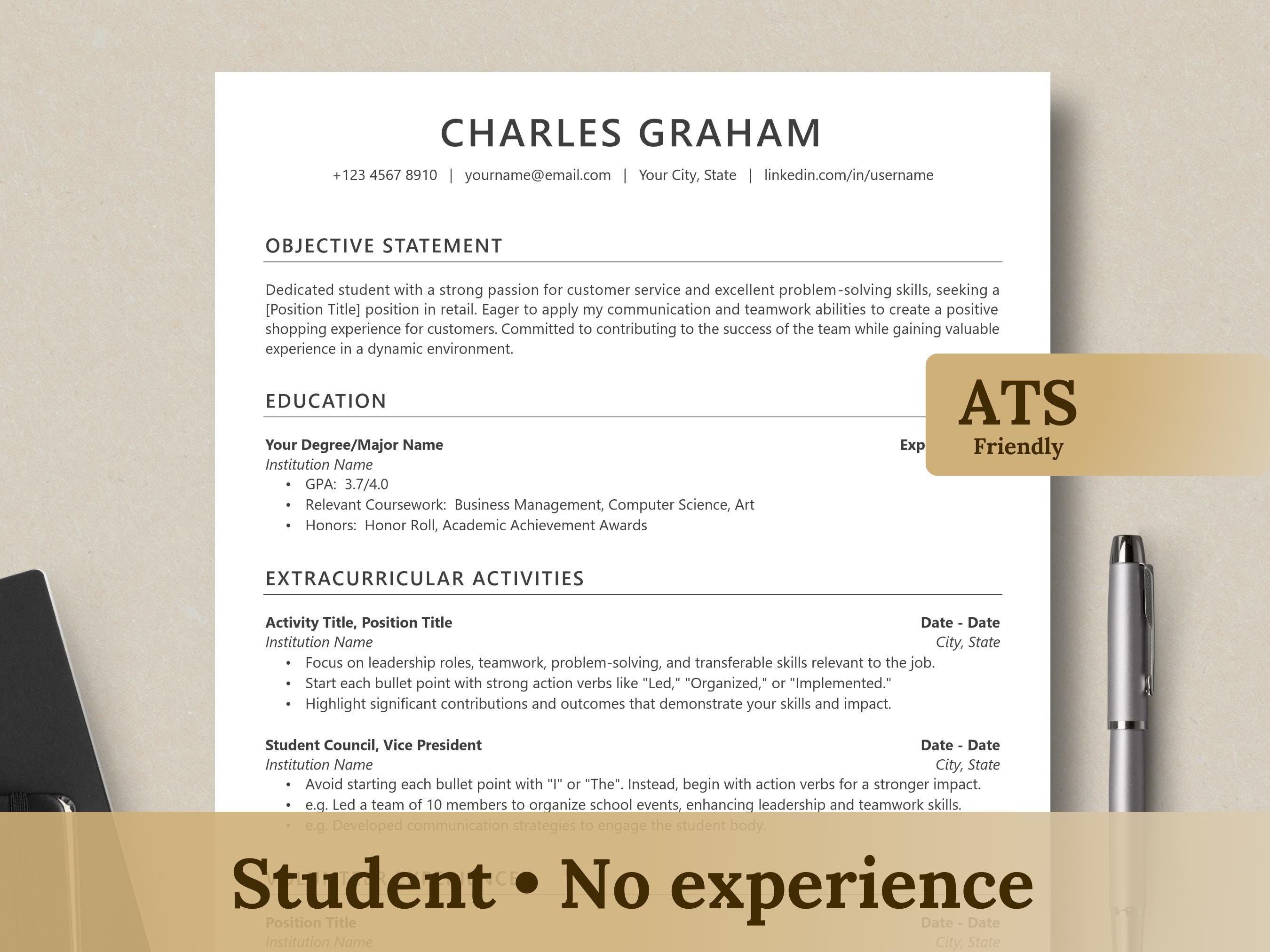 Student Resume No Work Experience, New Grad, Internship, High School ...