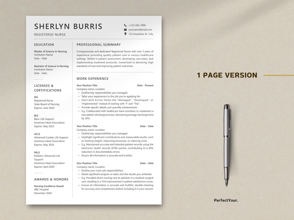 Modern Professional Resume License Highlighted for Nurse, Engineer ...