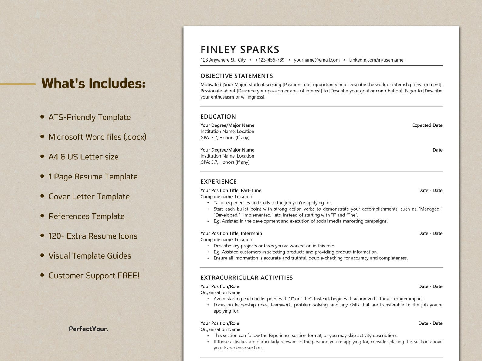 College Student Resume With Cover Letter, Fresh Graduate Resume ...