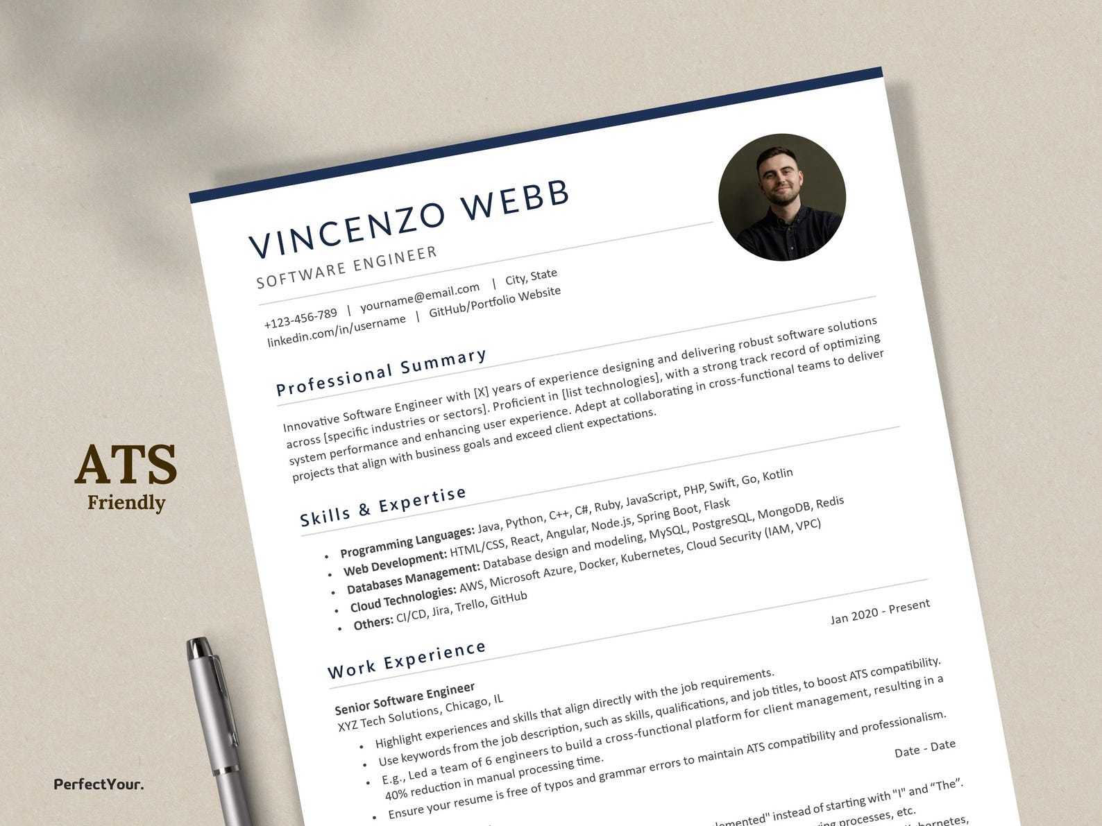 Best Software Engineer Resume With Photo & Cover Letter, Computer ...