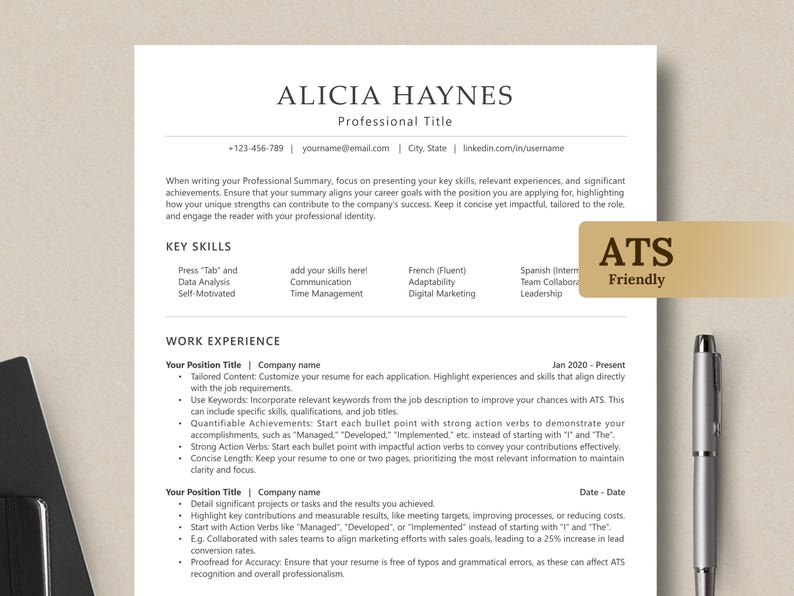 Clean ATS Resume Template Word With Cover Letter, References & Icons ...