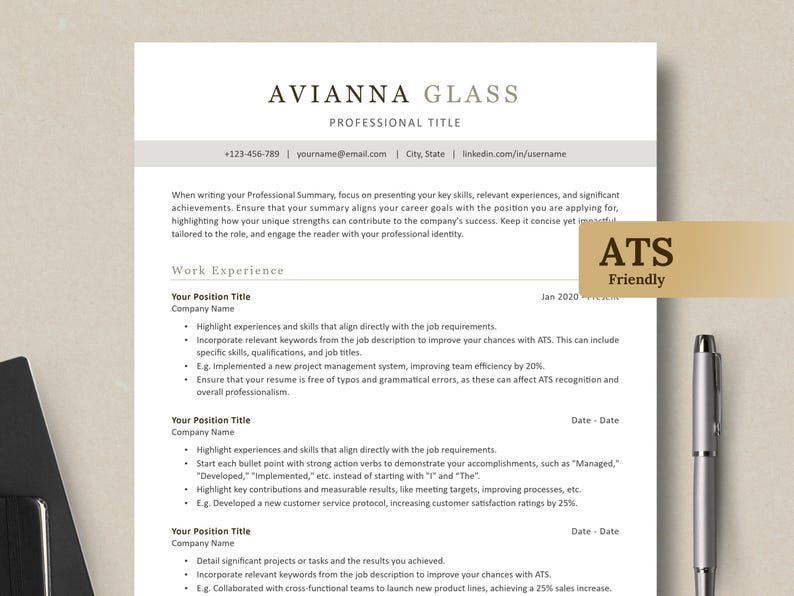Professional Clean ATS Resume Template Word & Cover Letter, Executive ...