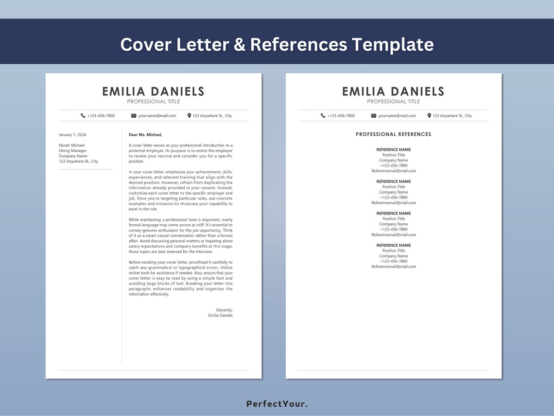 Modern and Clean Resume Template for Microsoft Word CV Template Cover ...
