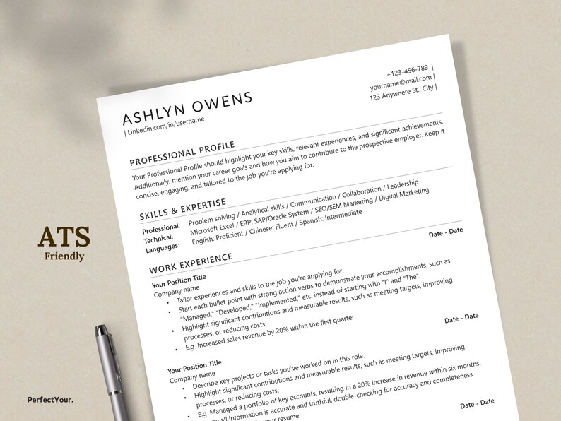 Minimalist ATS Resume Template Word, Cover Letter, References & Icons ...