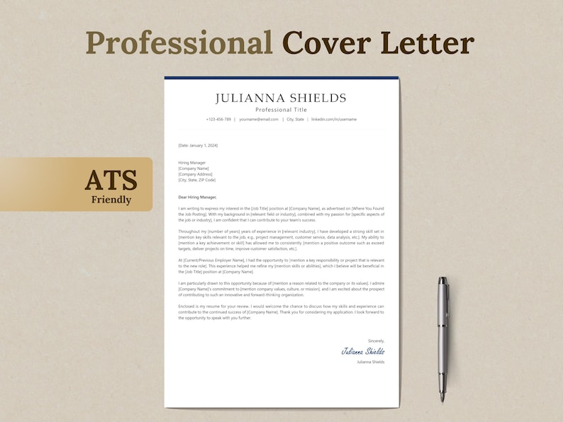 Cover Letter Template Word With Pre-written Sample for Job Application ...