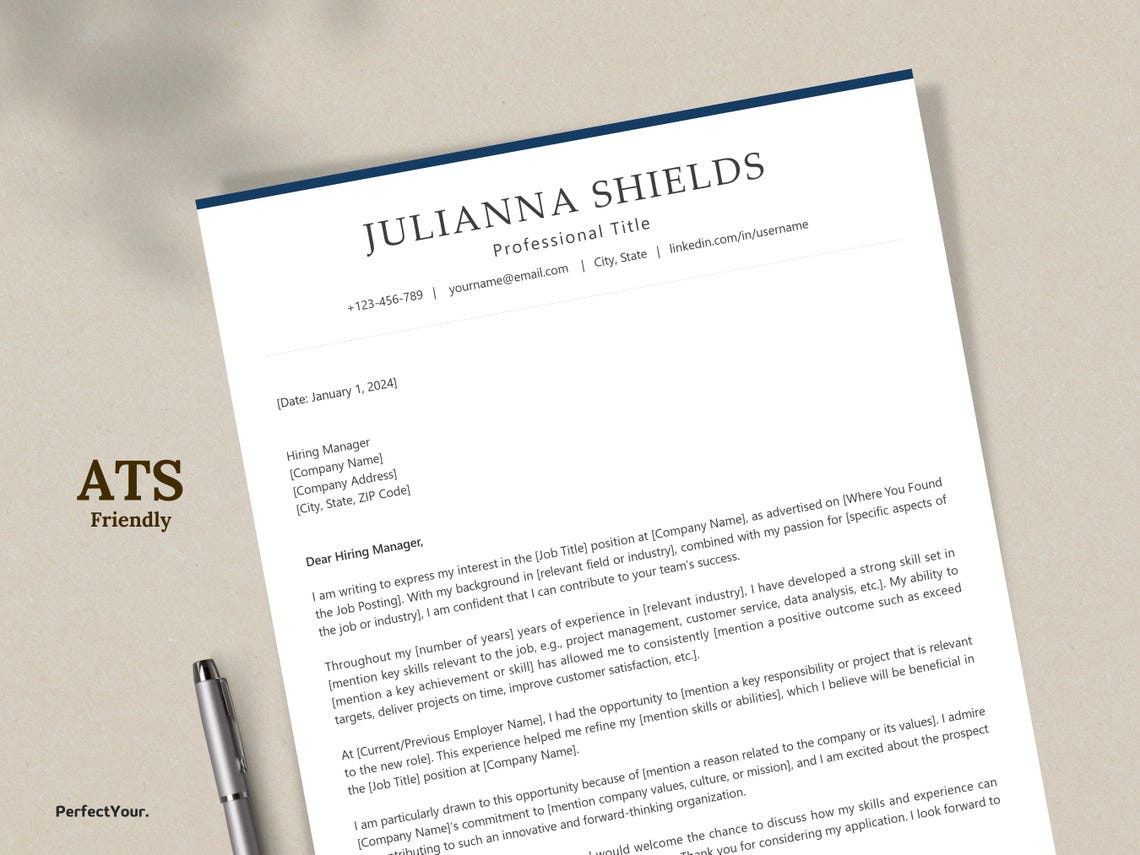 Cover Letter Template Word With Pre-written Sample for Job Application ...