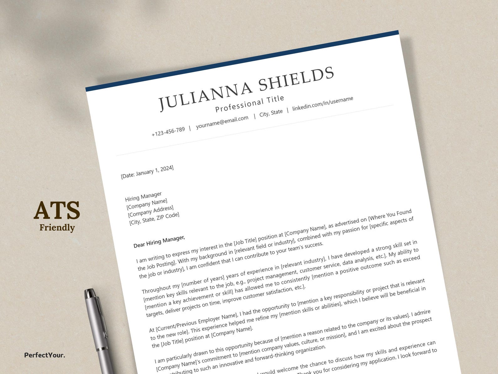 Cover Letter Template Word With Pre-written Sample for Job Application ...