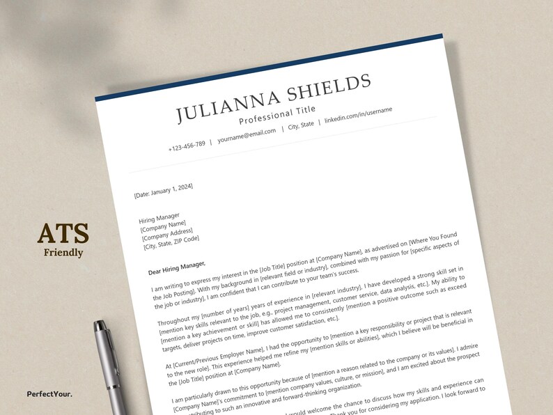 Cover Letter Template Word With Pre-written Sample for Job Application ...