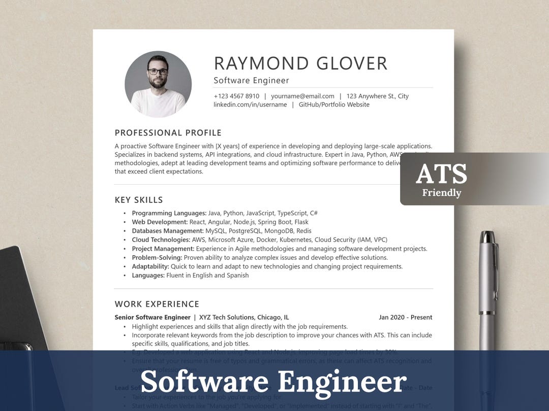Tech Resume Template, ATS Friendly, Cover Letter (word .docx) - Etsy