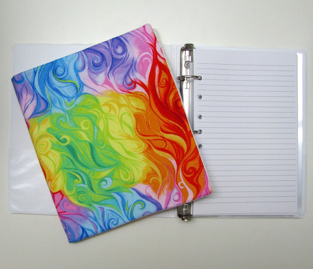 Handmade Rainbow Swirl Mini Binder Cover, Padded Cotton, 1" Rings - Etsy
