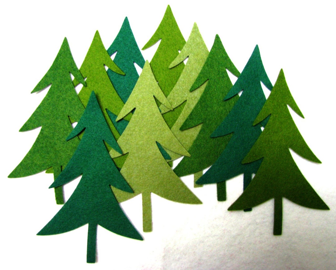 Wool Felt Blend EVERGREEN TREES Appliques, Trees, Precision Die Cut ...