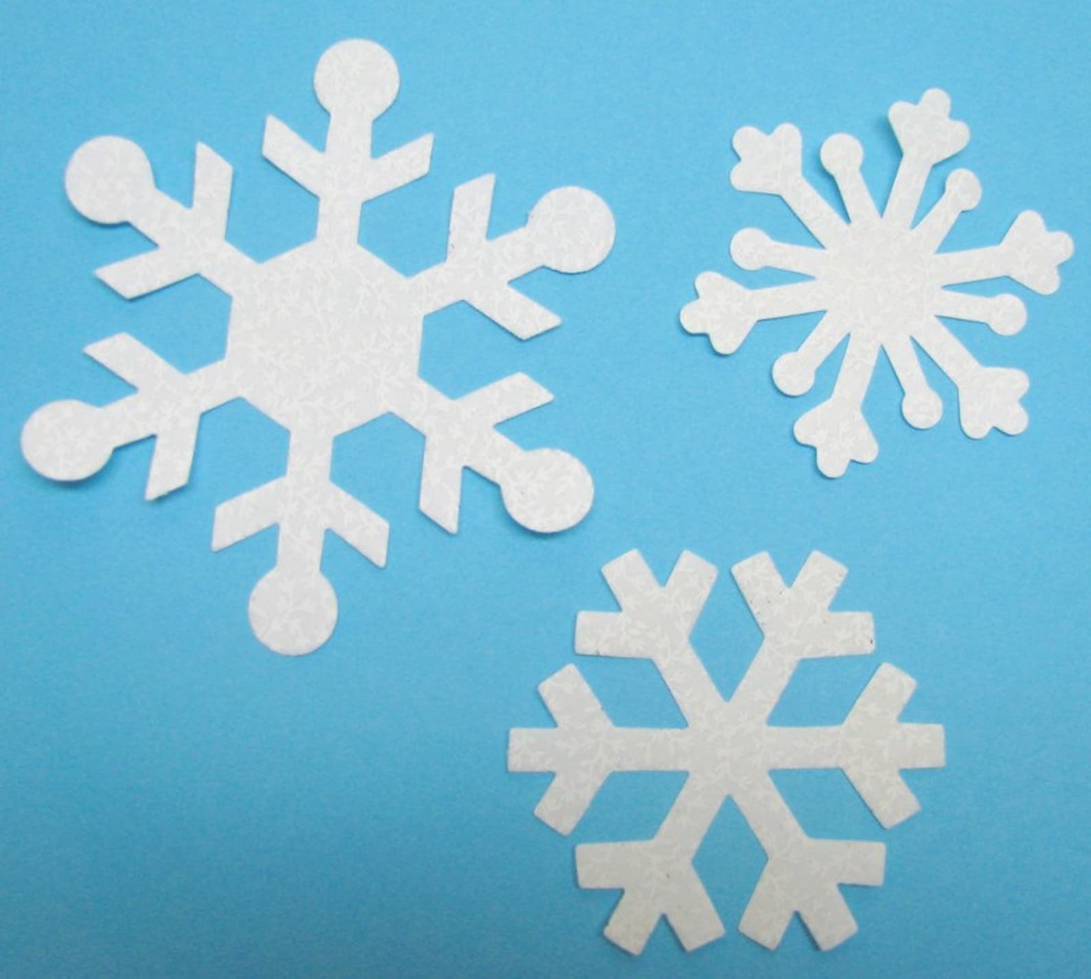 12 Snowflakes Cotton Appliques, DIY, 12 Snowflake Appliques, Iron-on ...