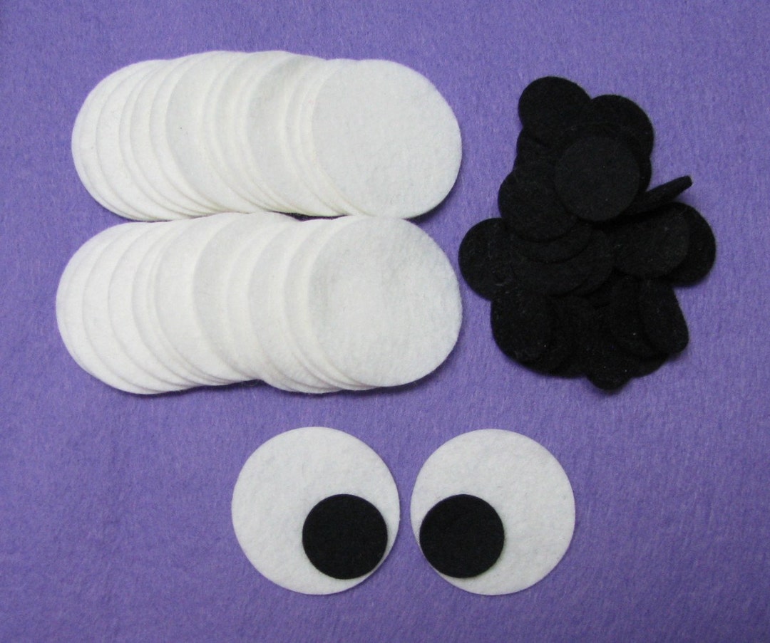 Handmade Wool Felt Blend Eyes, Large Black & White Die Cut Circles - Etsy