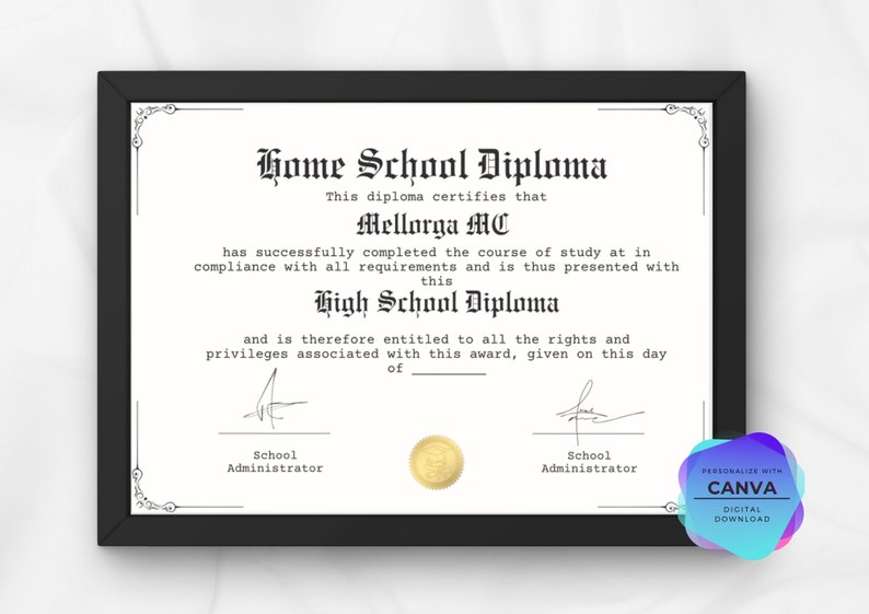 Diploma Template, Editable Diploma, High School Diploma With Gold Seal ...