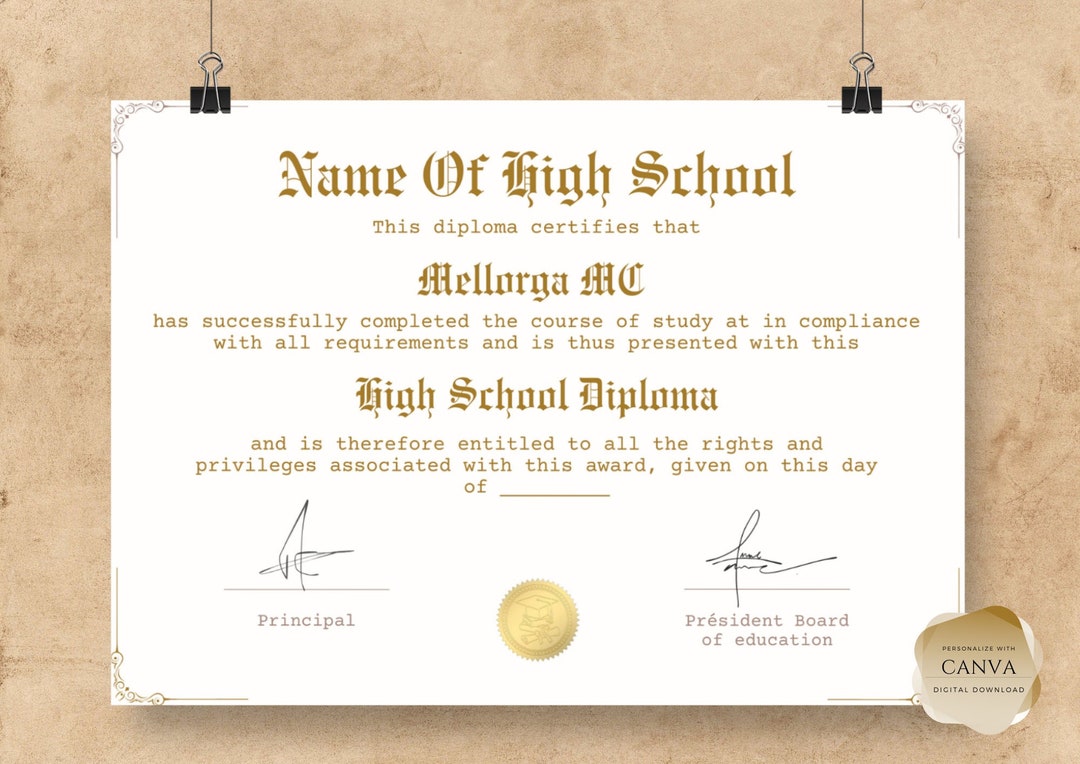 Editable High School Diploma Template, High School Diploma Template ...