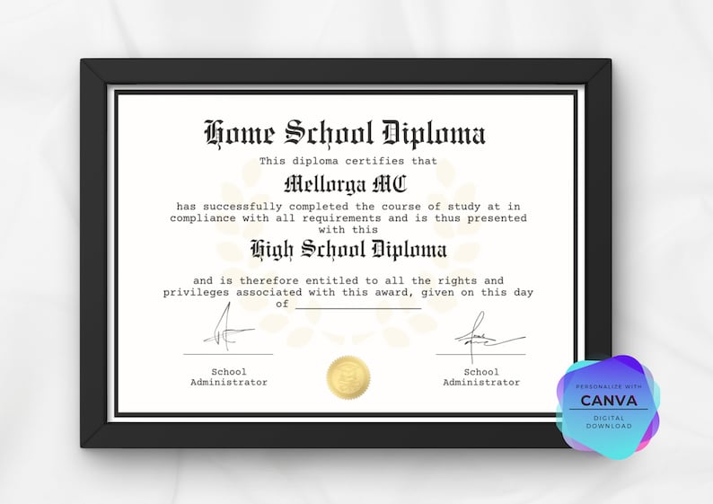 Diploma Template, Editable Diploma, High School Diploma With Gold Seal ...