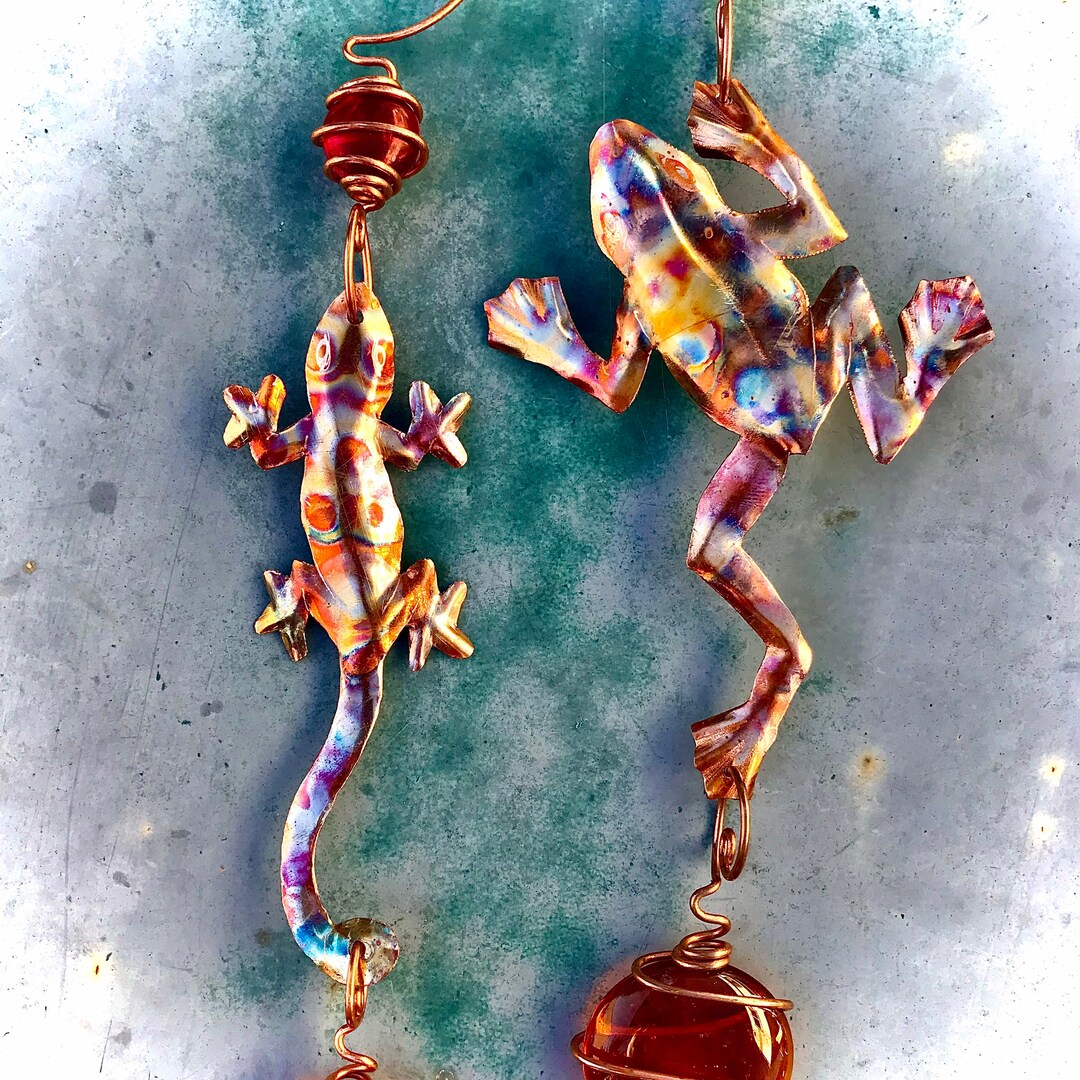 Frog OR Gecko/lizard Suncatcher Window Jewelry Hanging Decor Recycled ...