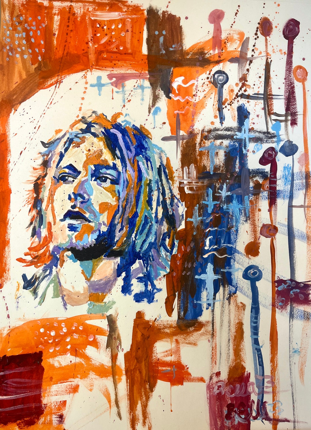 Kurt Cobain Unplugged Abstract Oil Paint Art Print 11x14 - Etsy