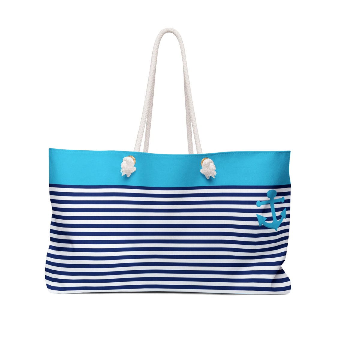 Striped Nautical Summer Tote Bag / Beach Bag / Beach Tote / Weekender ...