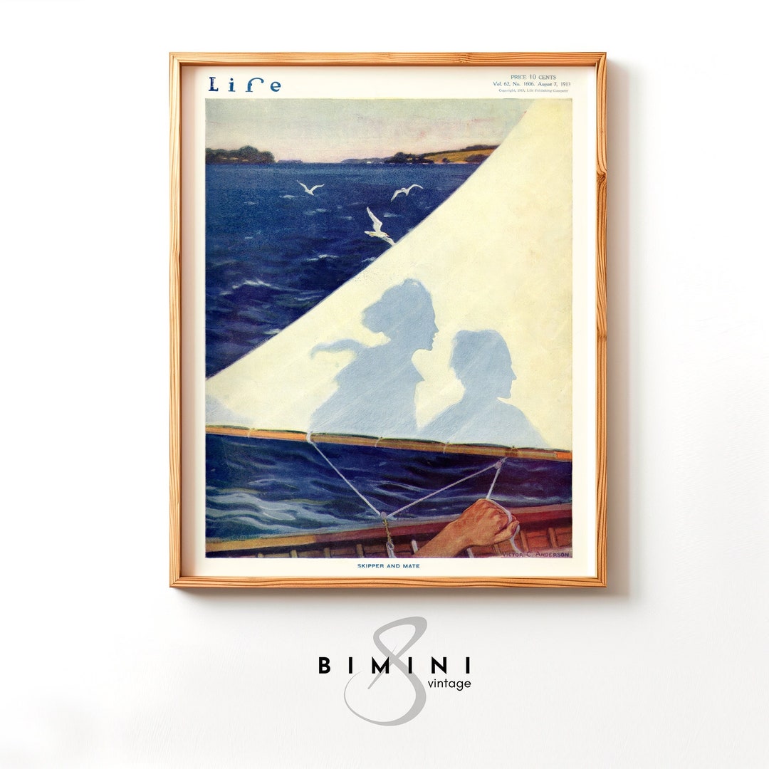 Vintage Life Magazine Cover, Sailing Print, Skipper and Mate, Vintage ...