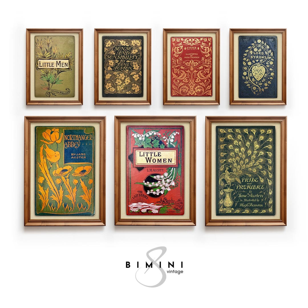 Classic Romance Book Cover Wall Art Bundle, Classic Book Lover Print ...