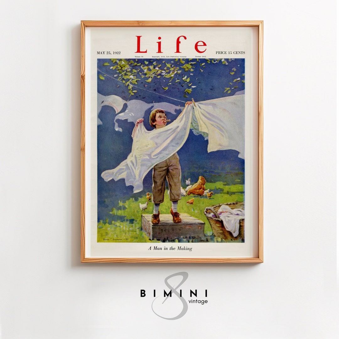Vintage Life Magazine Cover, Man in the Making, Boy Doing Housework ...