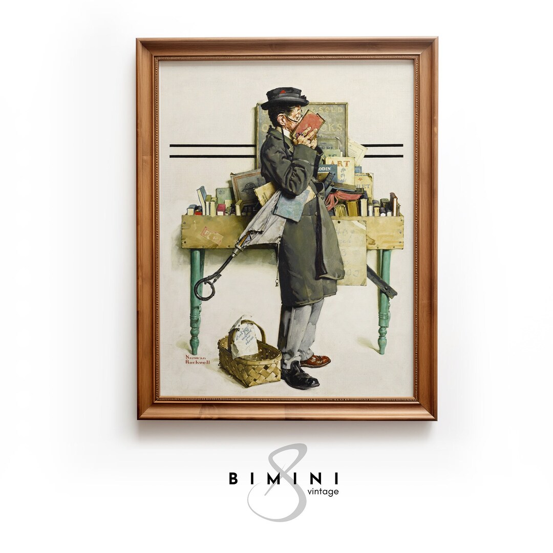 Norman Rockwell Print 1920s, Reading Book, Bookworm Book Reader ...