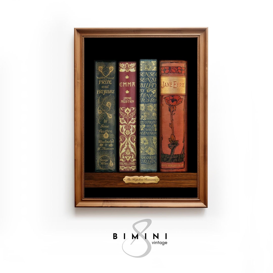 The Hopeless Romantic, Vintage Book Shelf Print Rare Book Art Classic ...
