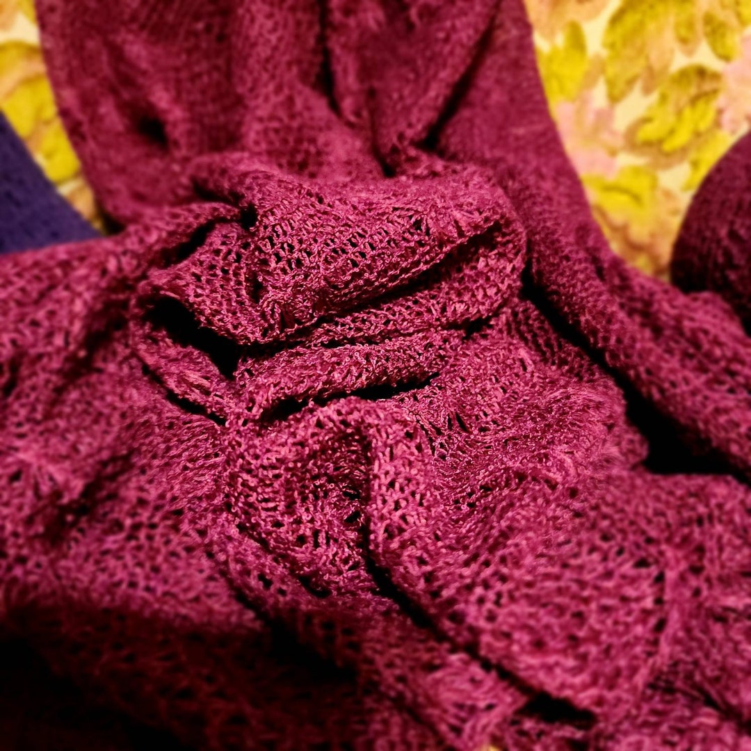 2 Yards Open Weave Knit Fabric Raspberry/dark Fuchsia 4 Way Stretch 45 ...