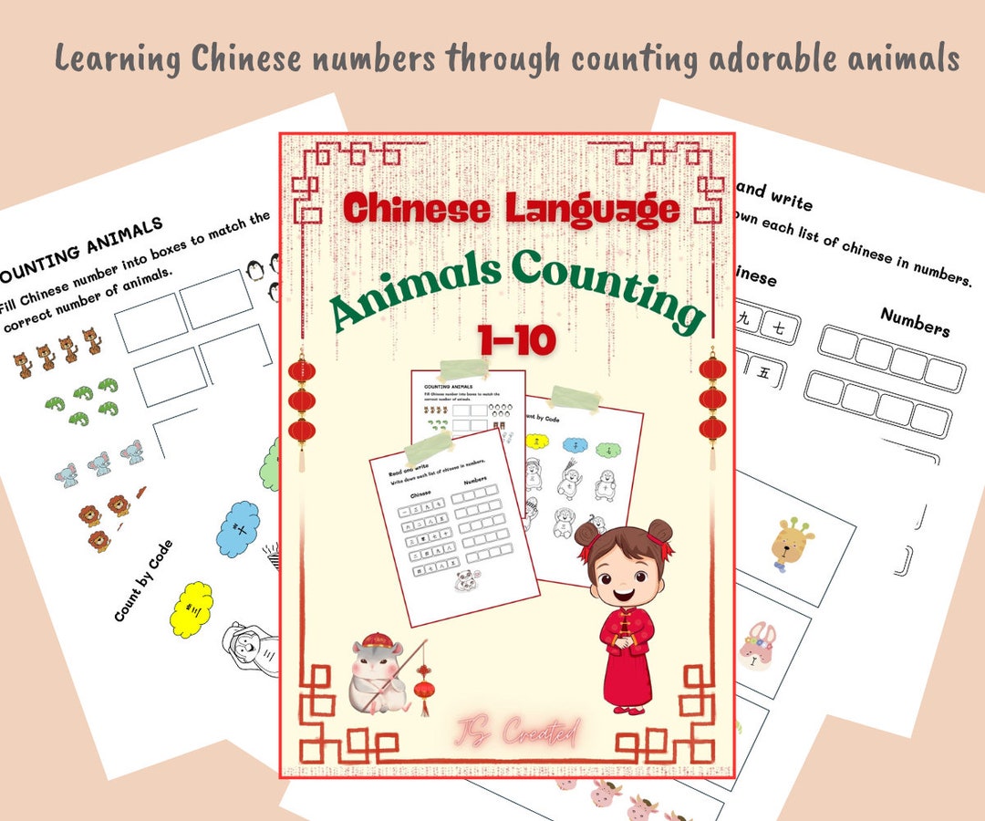 Digital Mandarin Chinese Worksheets: Learn Numbers 1–10 With Adorable ...