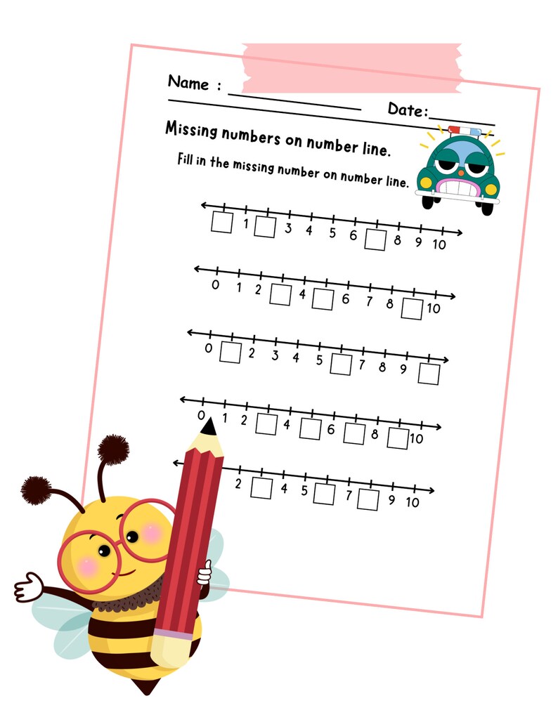 Digital Worksheets Number Line Addition and Subtraction 0-20 for Prek-2 ...