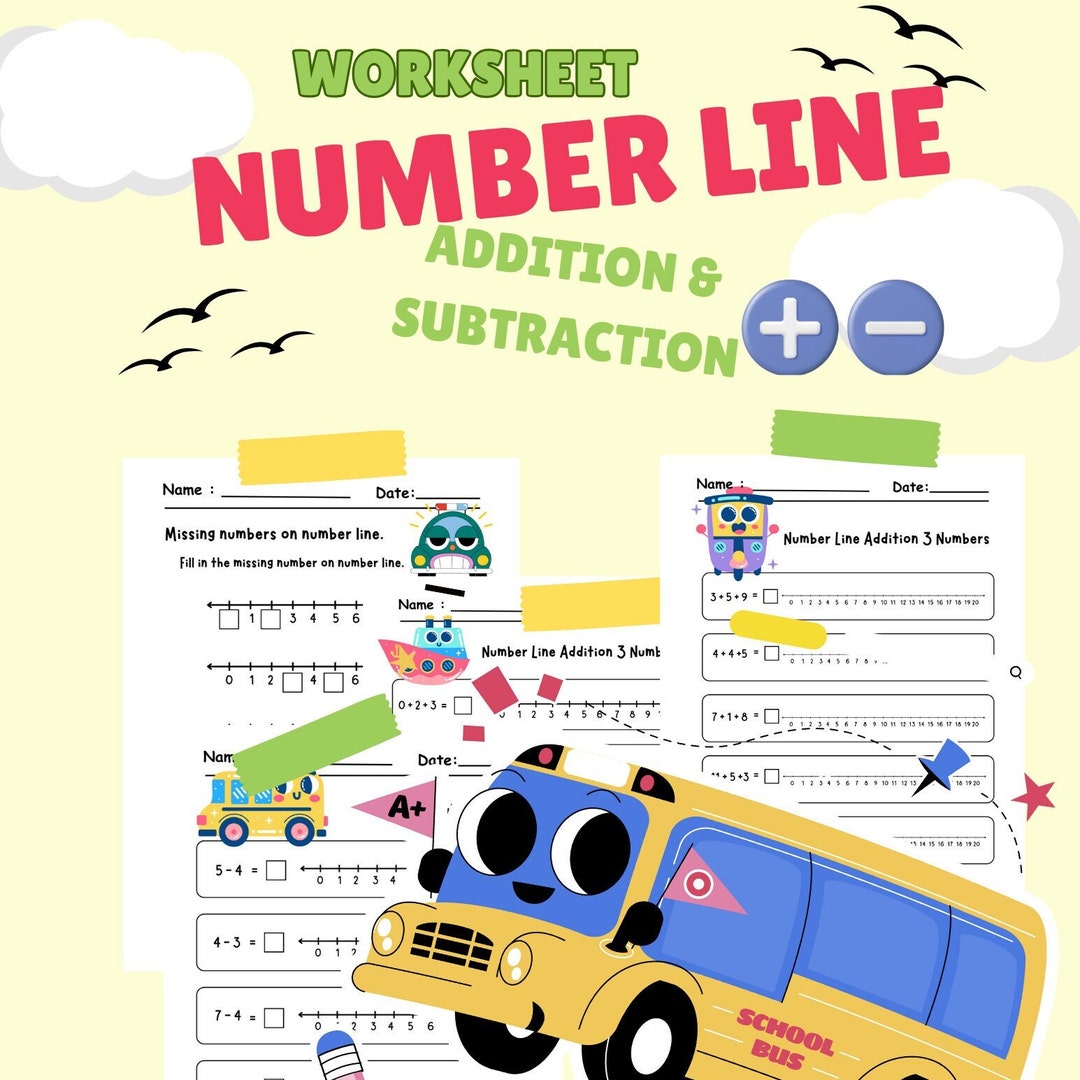Digital Worksheets Number Line Addition and Subtraction 0-20 for Prek-2 ...