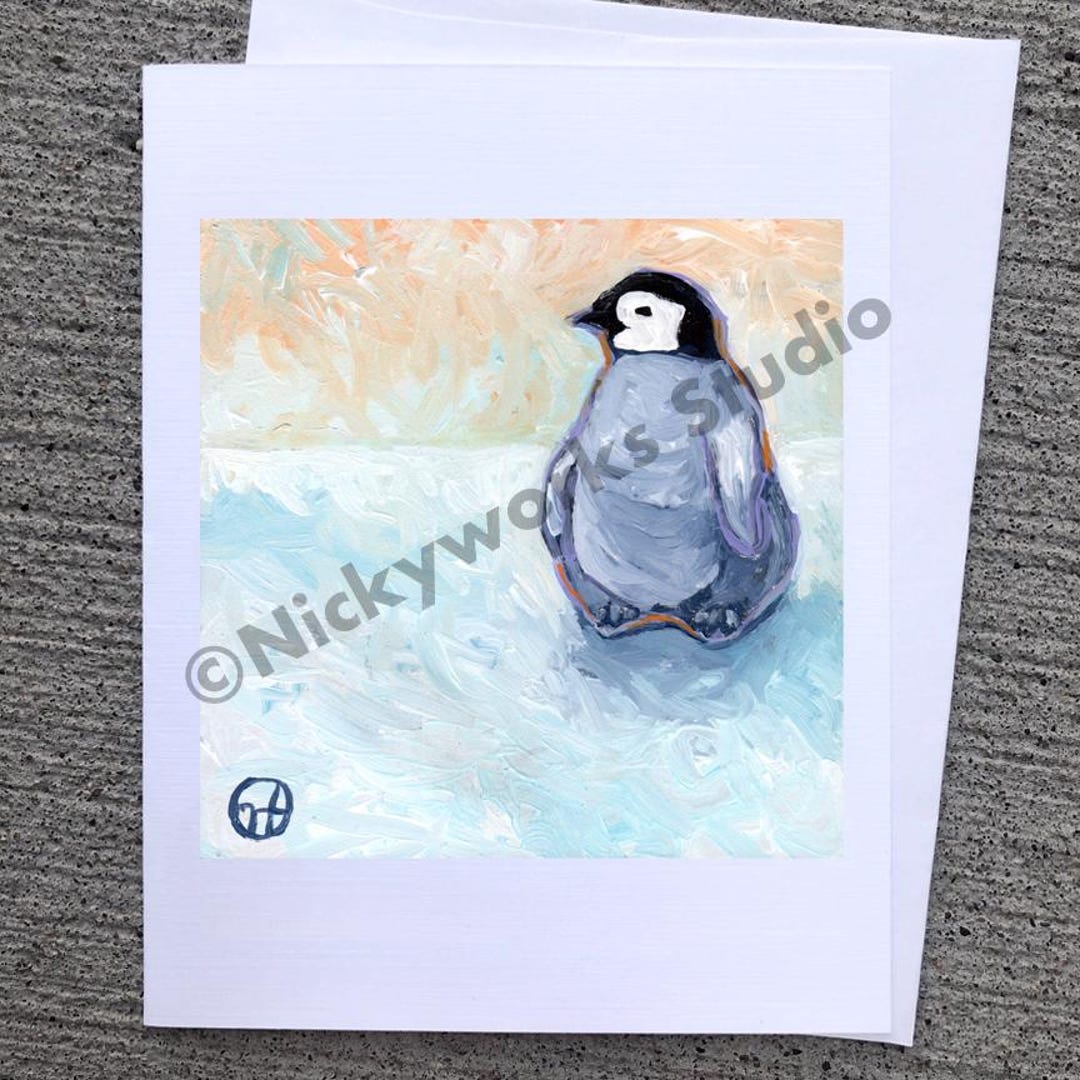 Penguin Greeting Card, Birthday Card, Holiday Greeting Card, Notecard ...