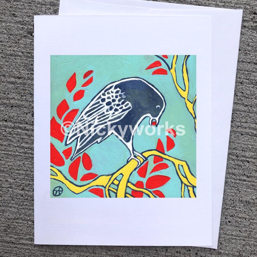 Crow Card, Crow Print, Friendship Card, Get Well Card, Crow Greeting ...
