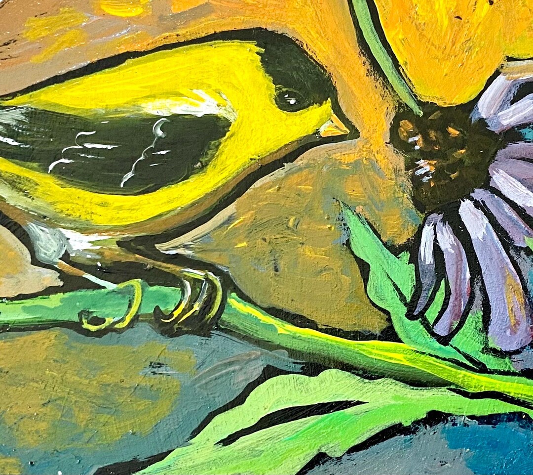 Goldfinch Painting- Original Painting of Male American Goldfinch ...