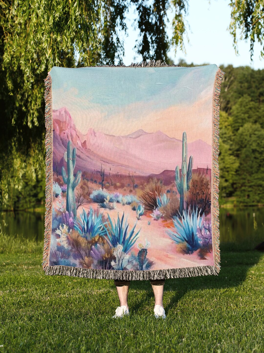 Boho Southwest Woven Blanket, Aesthetic Throw Blanket, Cozy Couch ...