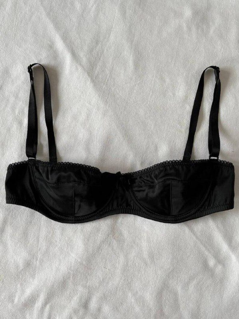 DOLCE & GABBANA Balconette Bra/ Black Satin Lingerie/ Designer Underwear/ Authentic and Vintage ...