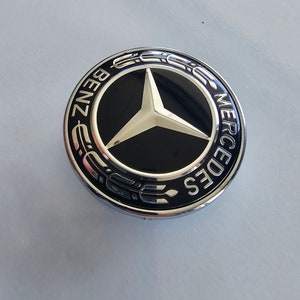 Logo Hood Mercedes Benz Bonnet Badge Emblem Black Silver 57mm Emblem ...