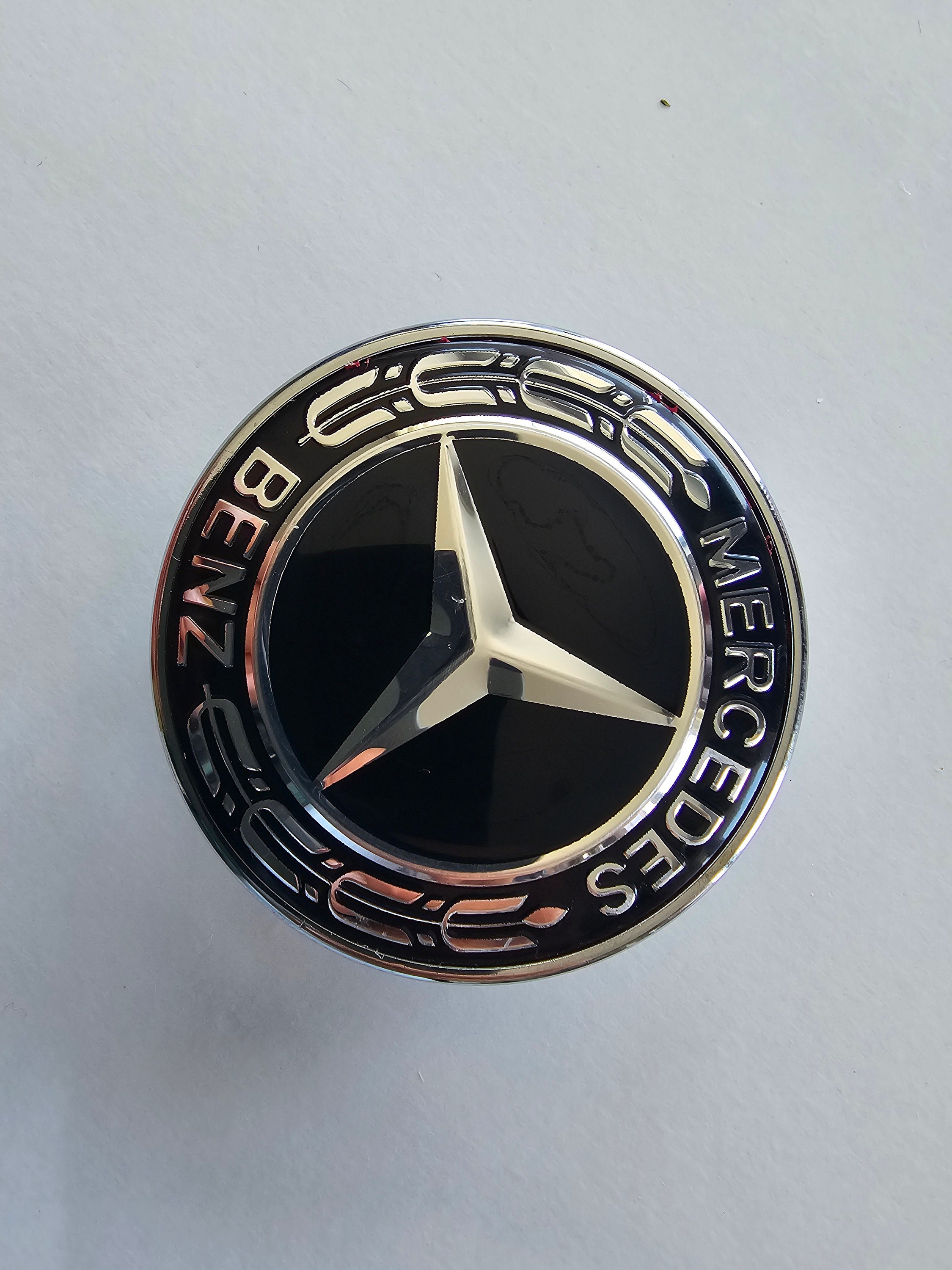 Logo Hood Mercedes Benz Bonnet Badge Emblem Black Silver 57mm Emblem ...