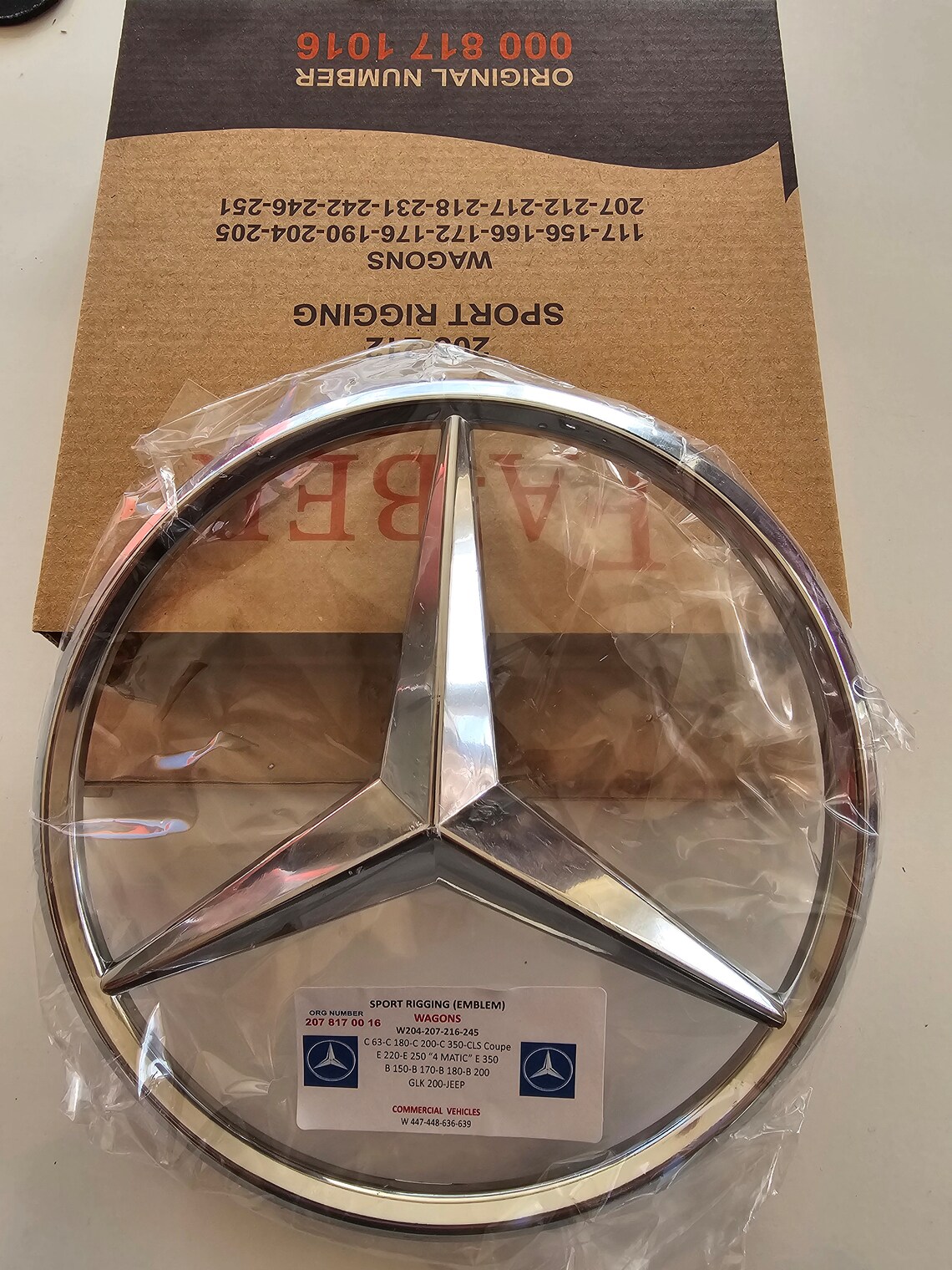 Silver Badge Mercedes-benz Star Grill Grille Emblem A2078170016 186mm ...