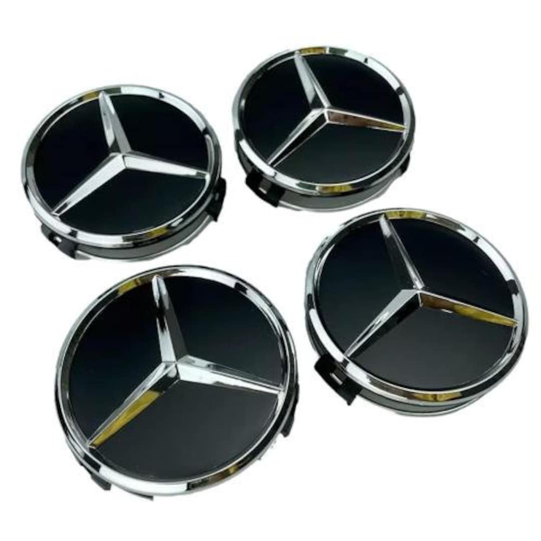 Black Silver Mercedes Benz Alloy Wheel Centre Caps 60 or 75mm Badges ...