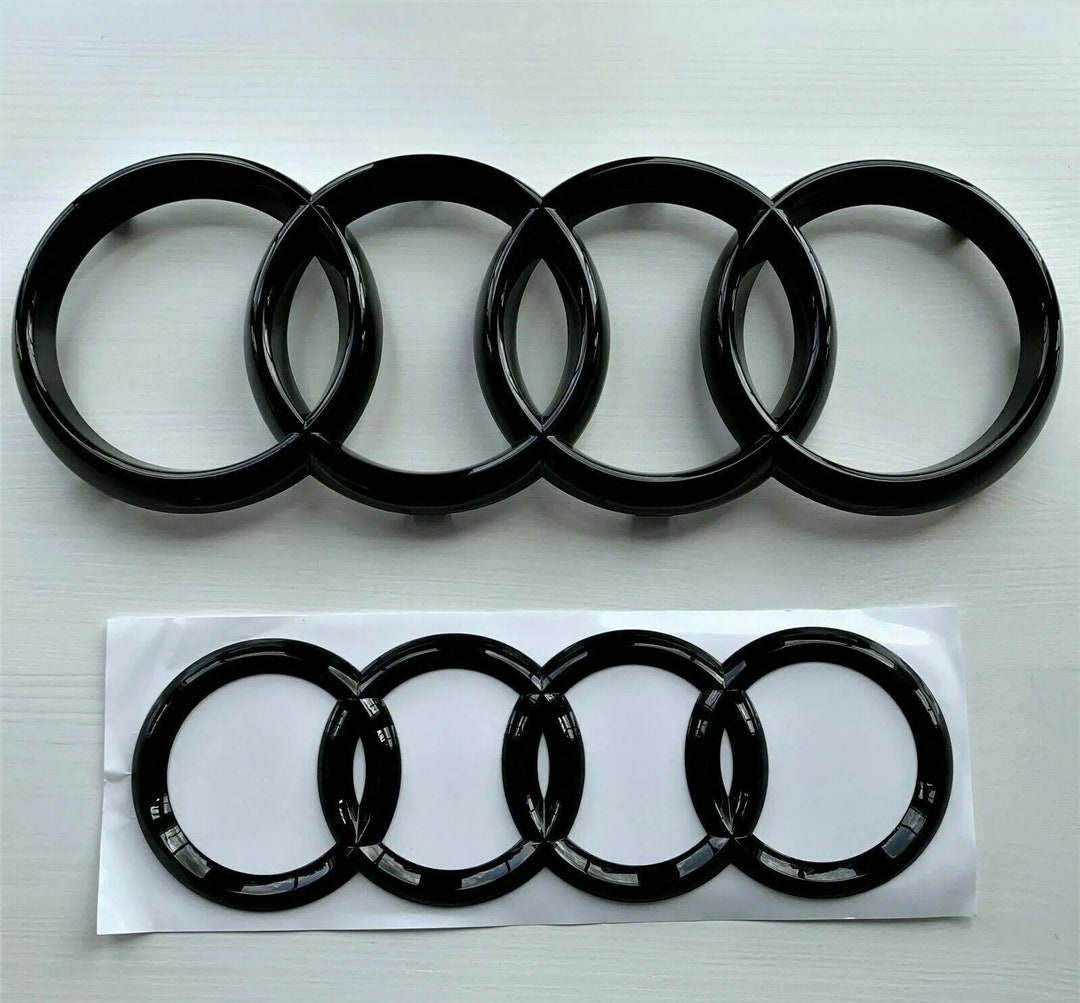 Gloss Black Badge Rings Set Front Grille Rear Boot 273mm 216mm A3 A4 A5 ...