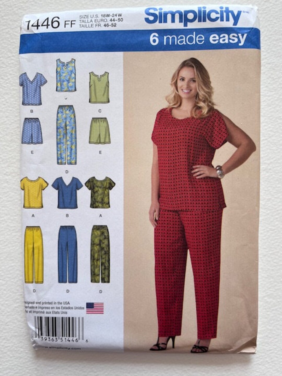 Simplicity 1446 Sewing Pattern Top and Trousers UNCUT Brand New US 18W ...