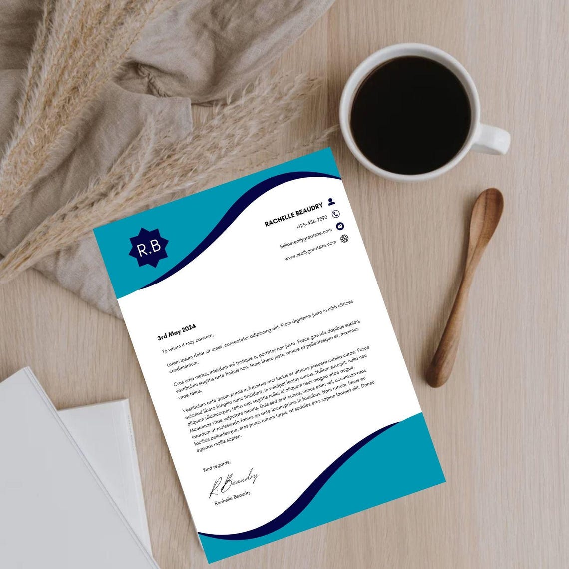 Business Letterhead Template Canva Editable, Custom Company Letterhead ...