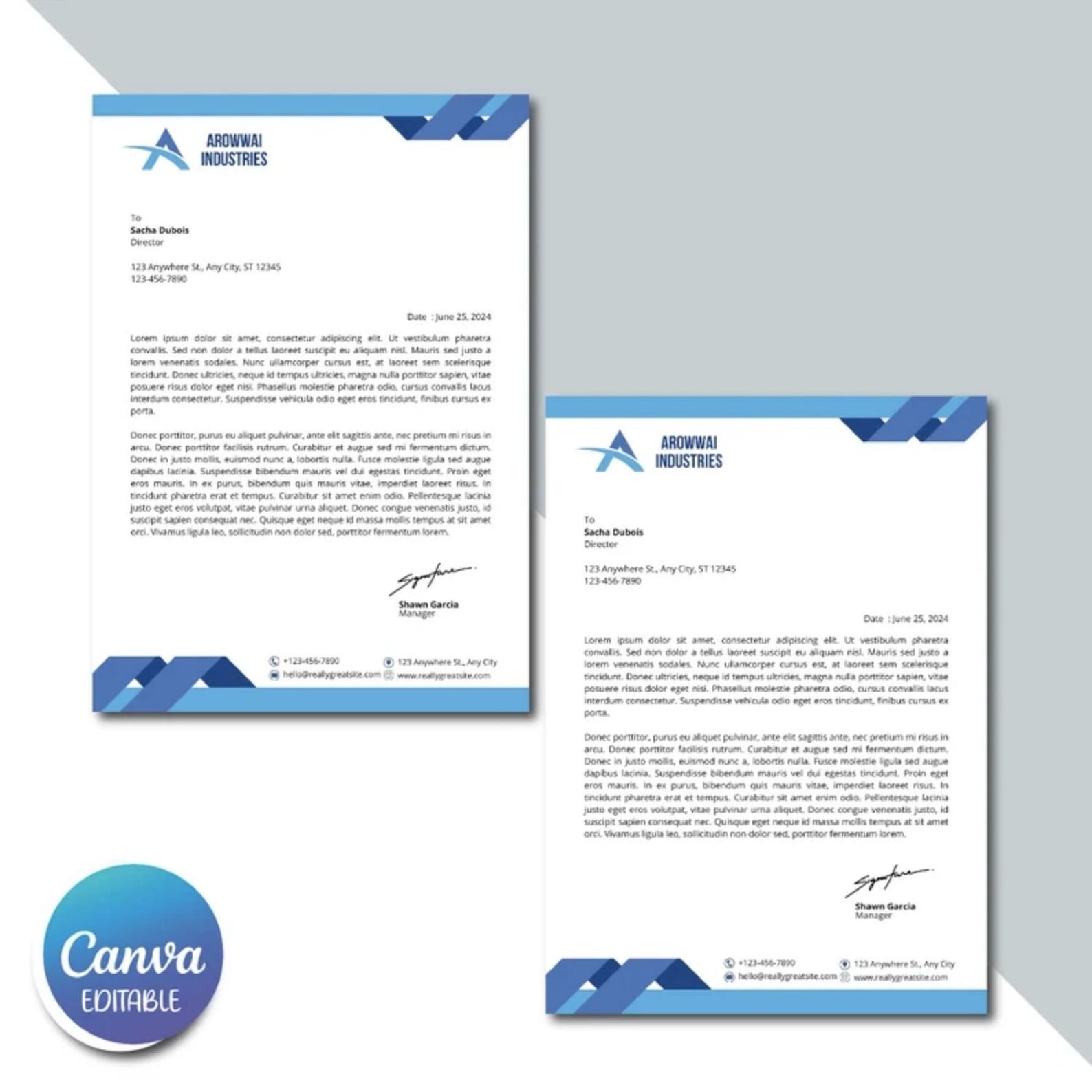 Business Letterhead 2 Template Canva Editable, Custom Company ...