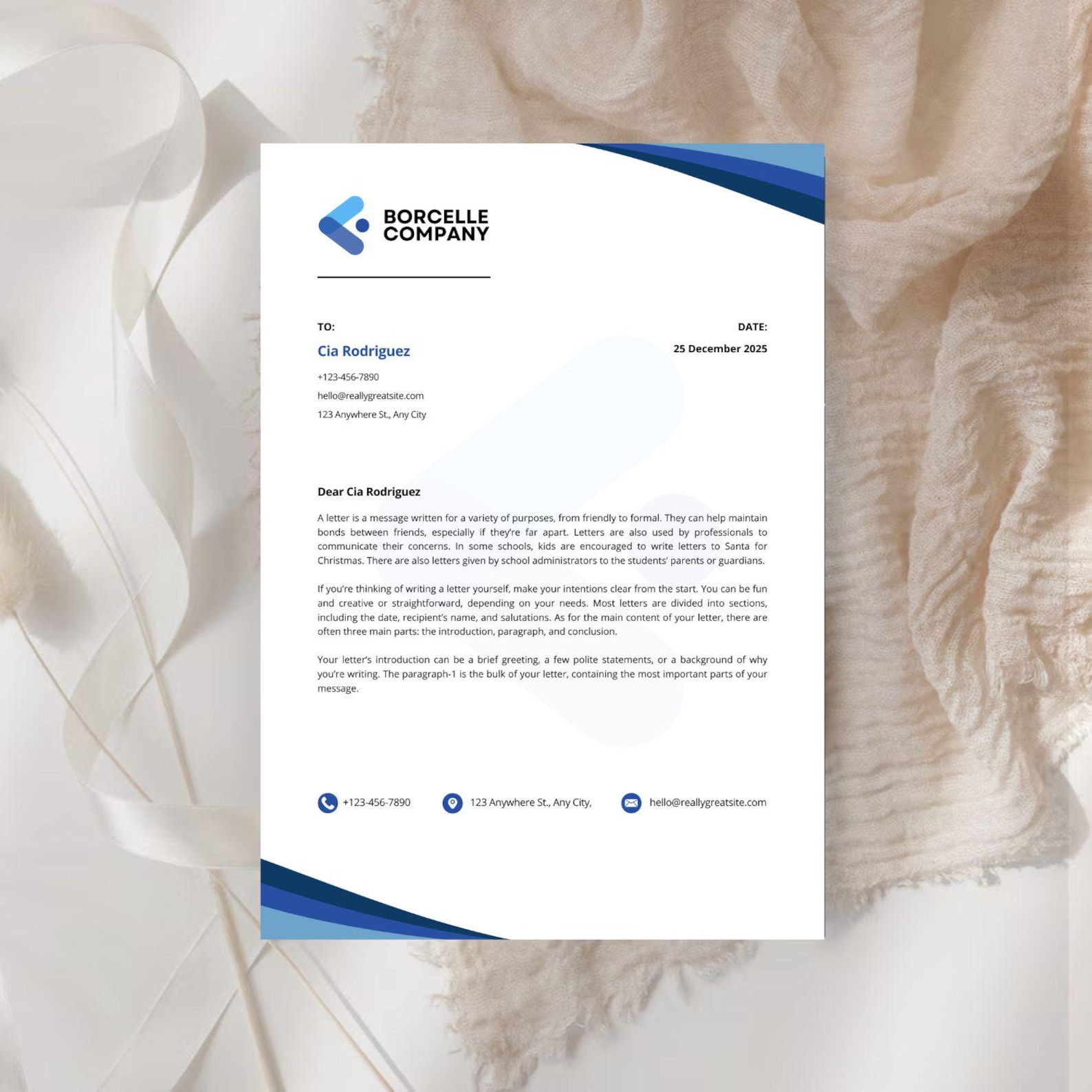 Business Letterhead Template Canva Editable, Custom Company Letterhead ...