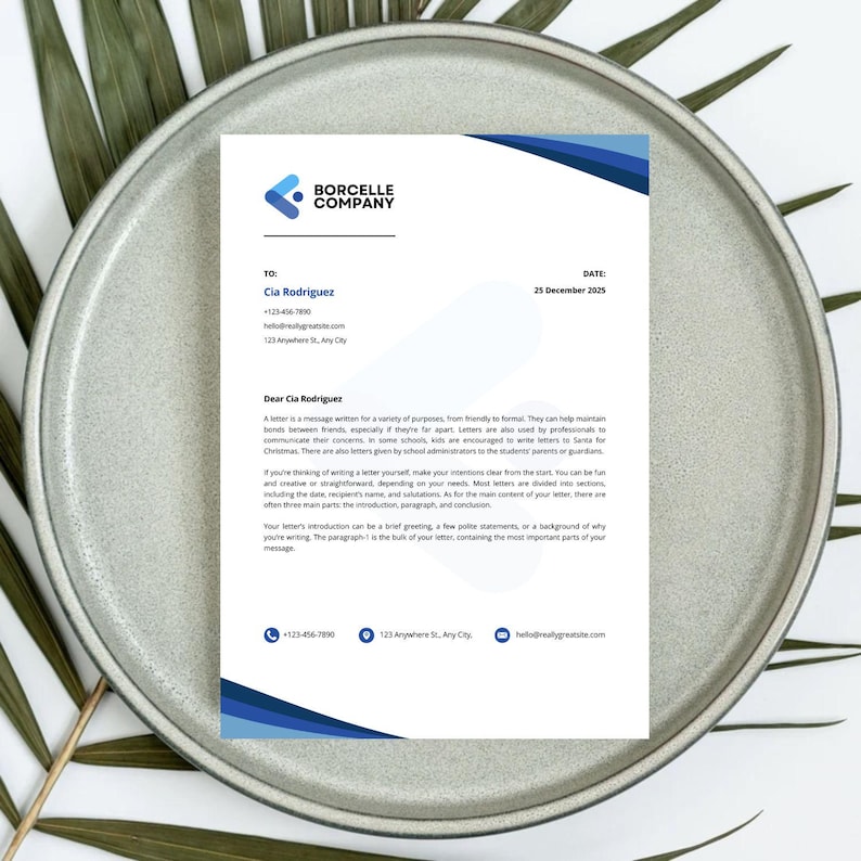 Business Letterhead Template Canva Editable, Custom Company Letterhead ...