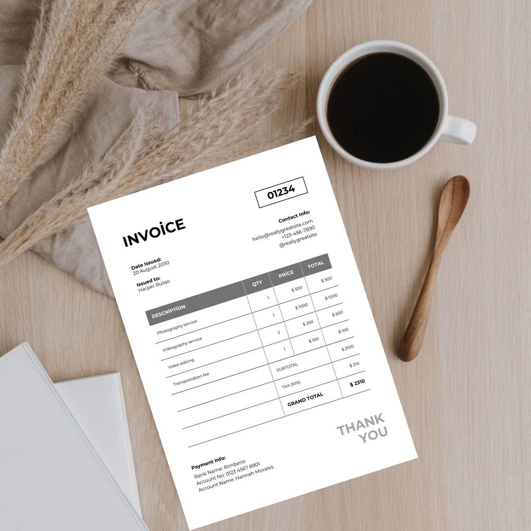 Invoice Template | Modern and Professional Invoice | Microsoft WORD and ...