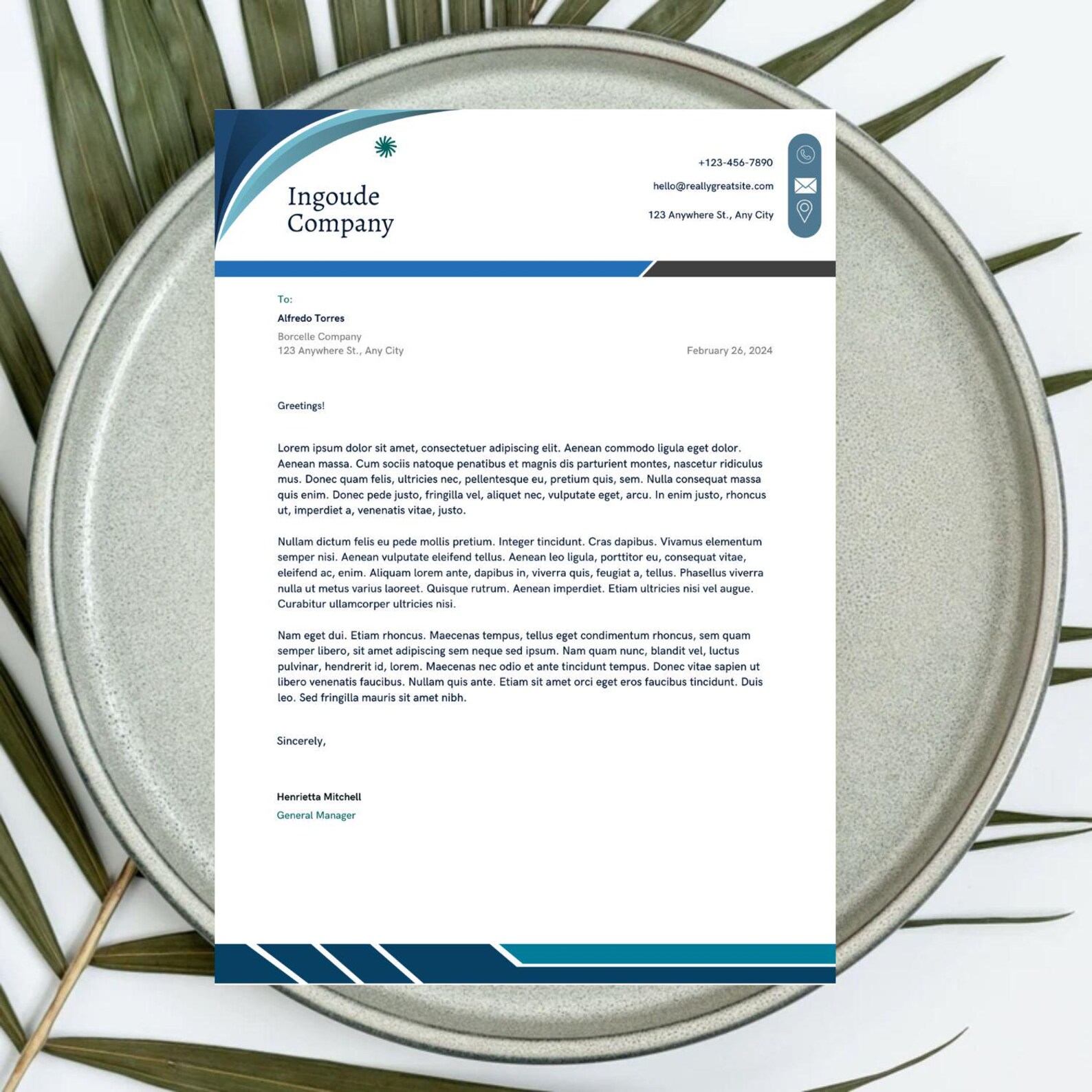 Business Letterhead Template Canva Editable, Custom Company Letterhead ...