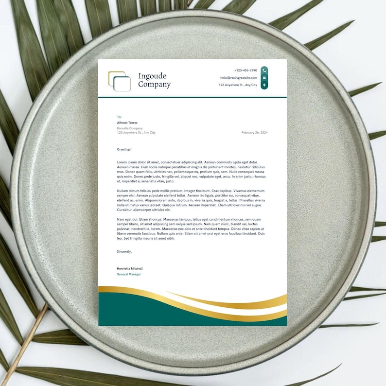 Business Letterhead Template Canva Editable, Custom Company Letterhead ...